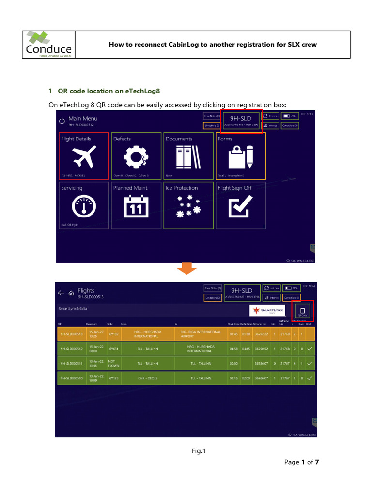 SLX Crew: Reconnect CabinLog Guide | PDF | Qr Code | Aviation