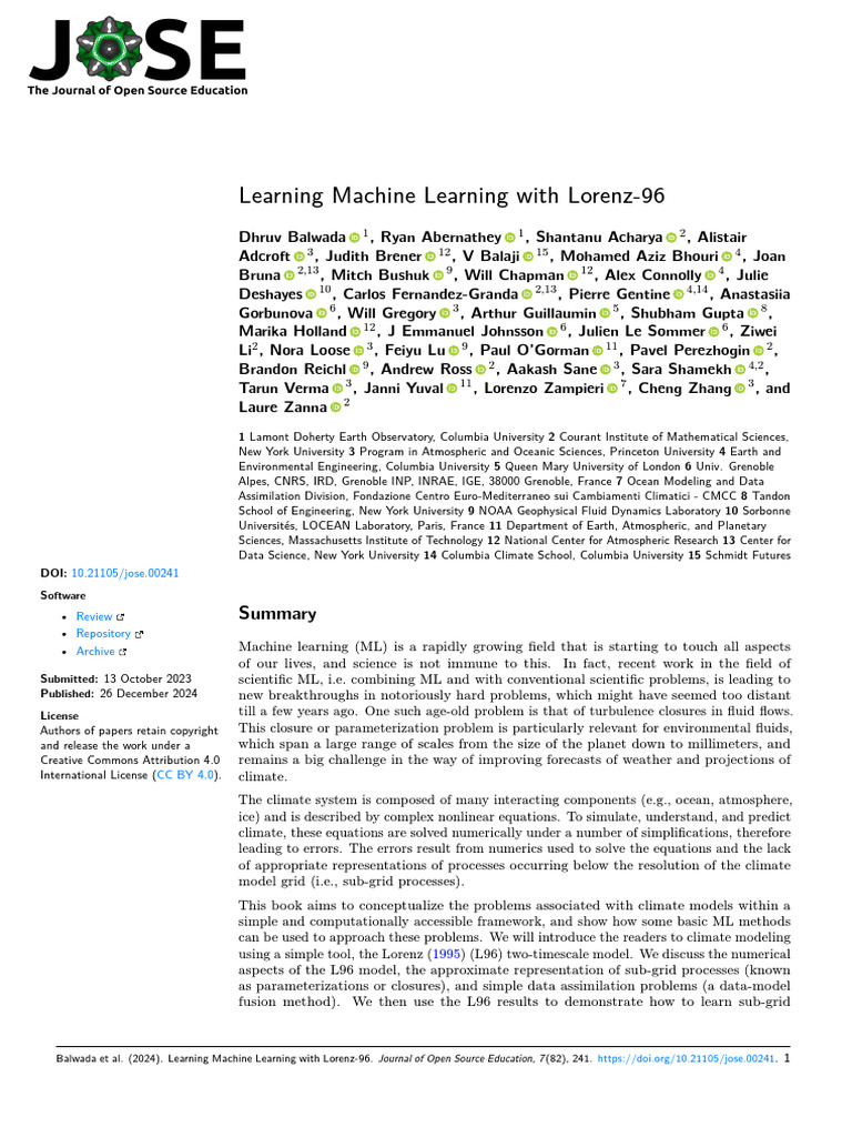 Learning Machine Learning With Lorenz-96 | PDF | Atmospheric Sciences | Meteorology