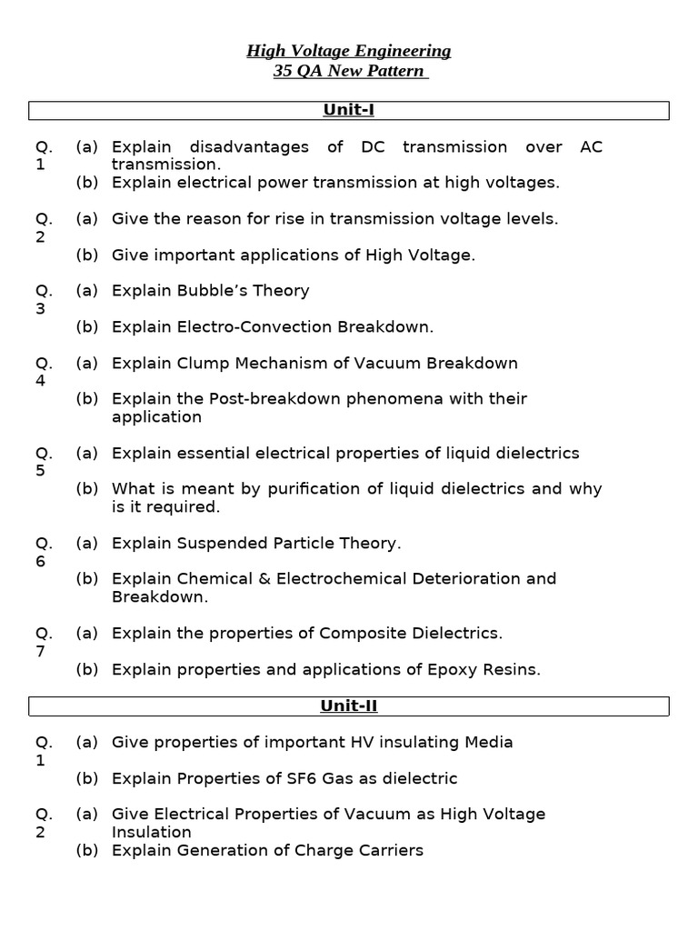 35 Questions Hve New Pattern Grading | PDF | Electrical Breakdown | Voltage