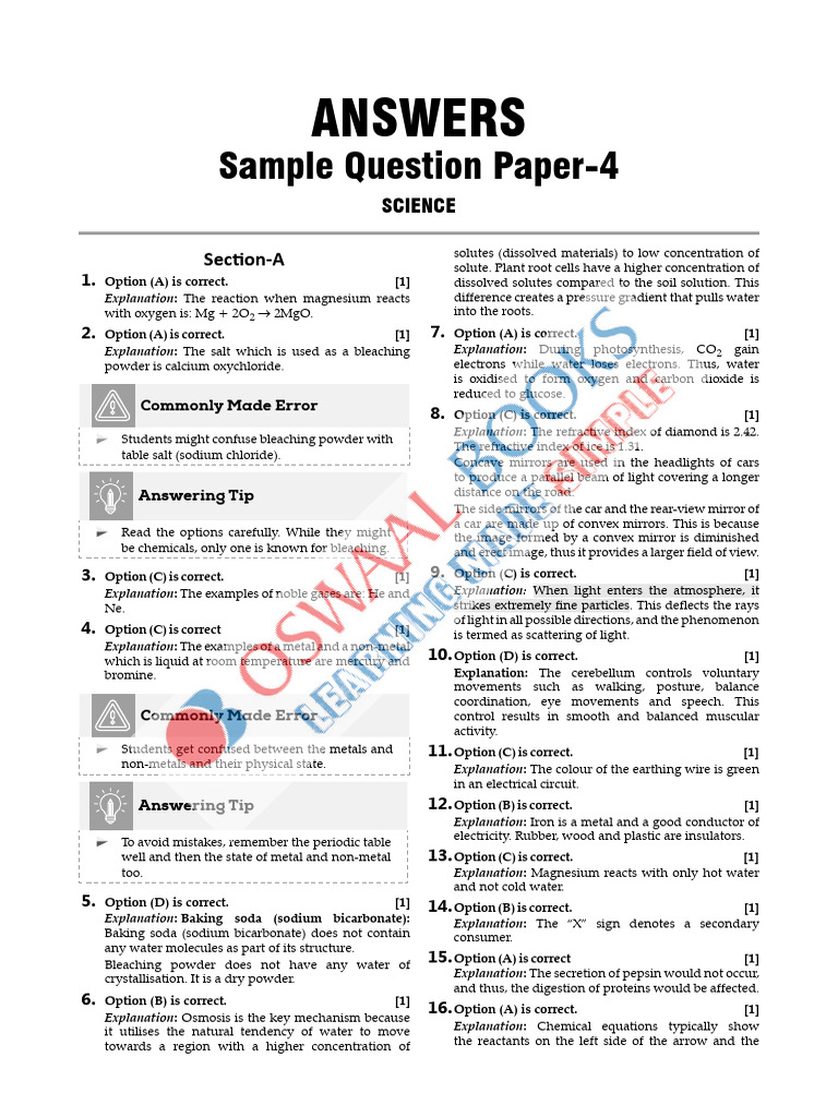 Https App.oswaalbooks.com Download Sample-qp Subsolution 560Science SQP Solution 4-5 | PDF ...