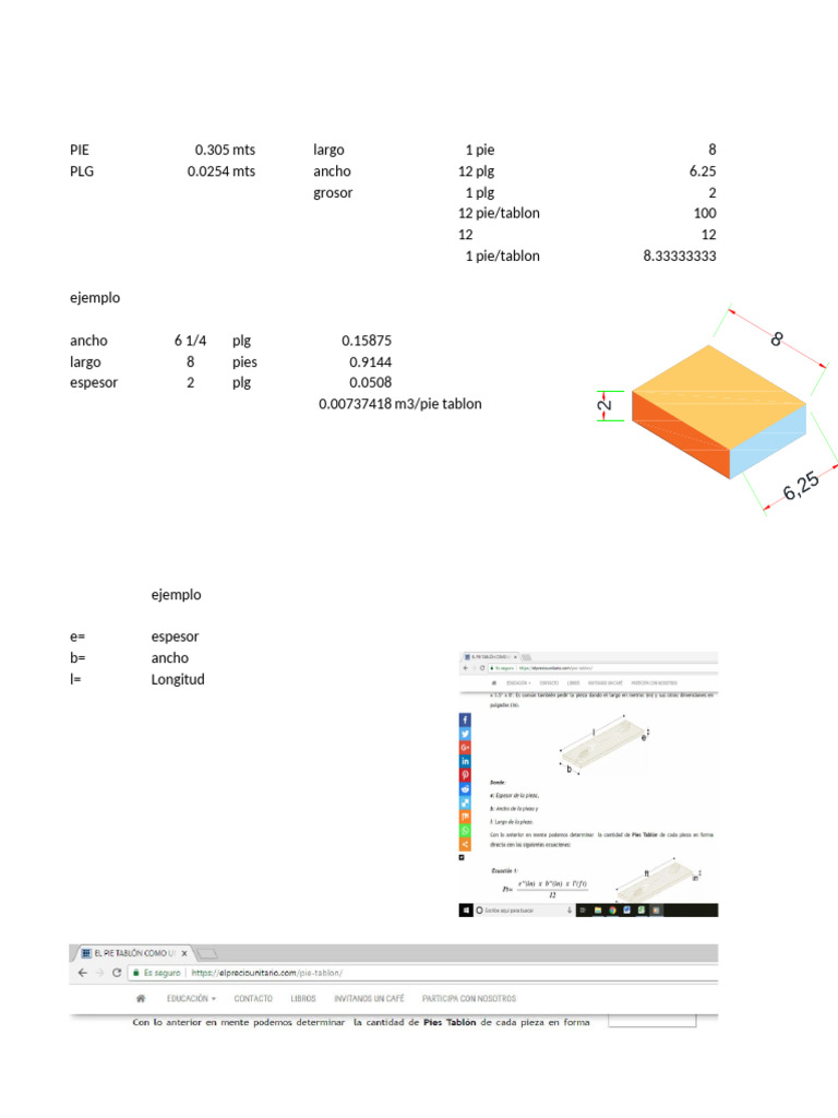 Calculo Pie Tablon | PDF