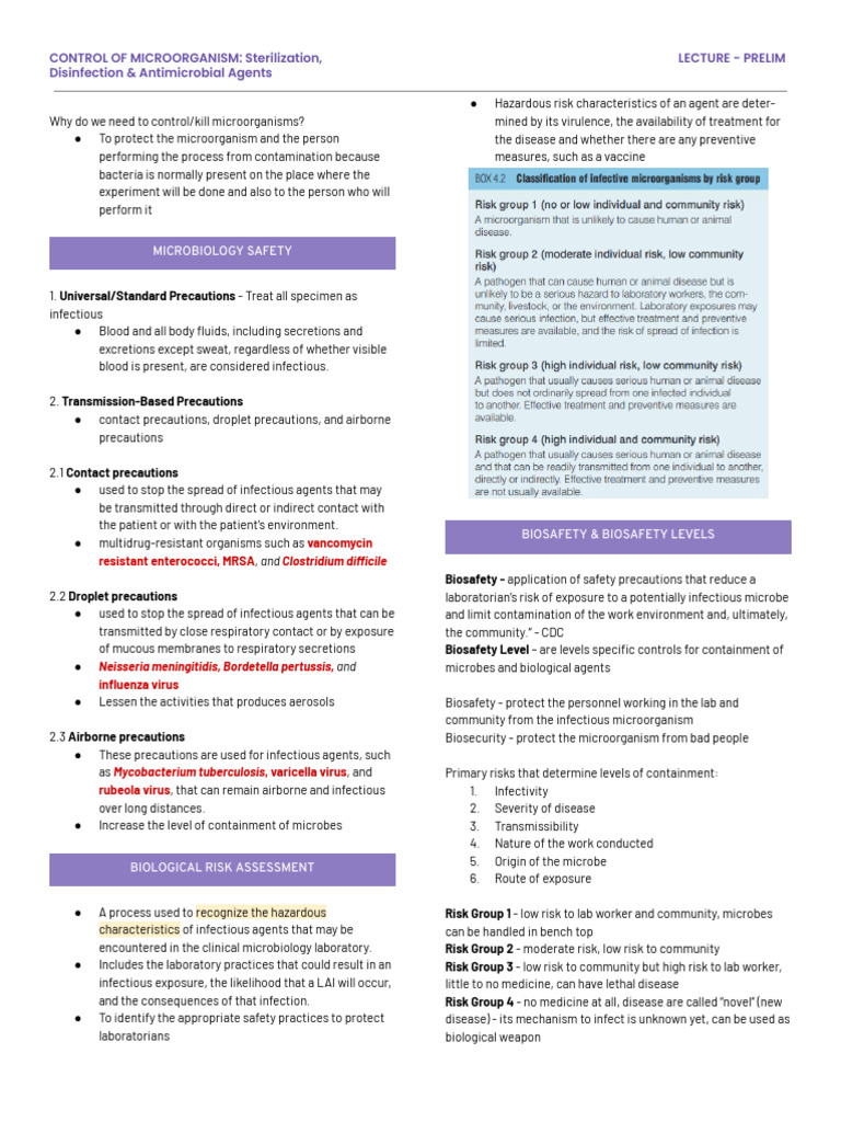 BACTE Lec - Control of Microorganism | PDF | Disinfectant | Sterilization (Microbiology)