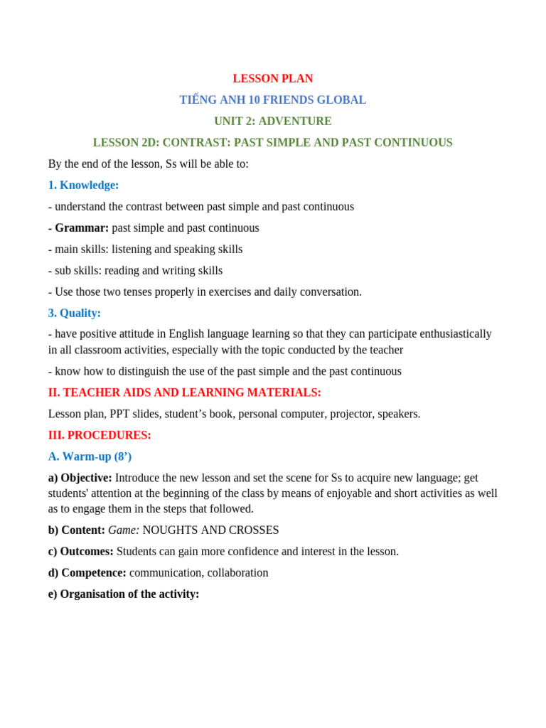 Lessonplan-2D_Grammar | PDF | Lesson Plan | Procedural Knowledge