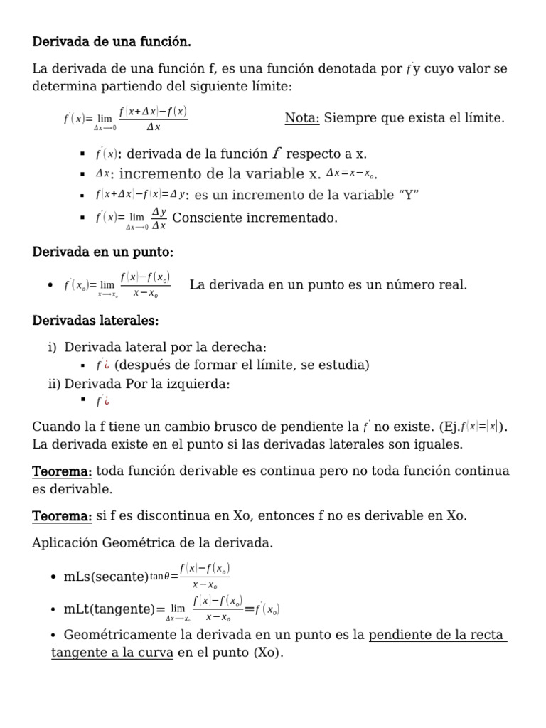 Derivada de Una Función | PDF | Derivado | Pendiente