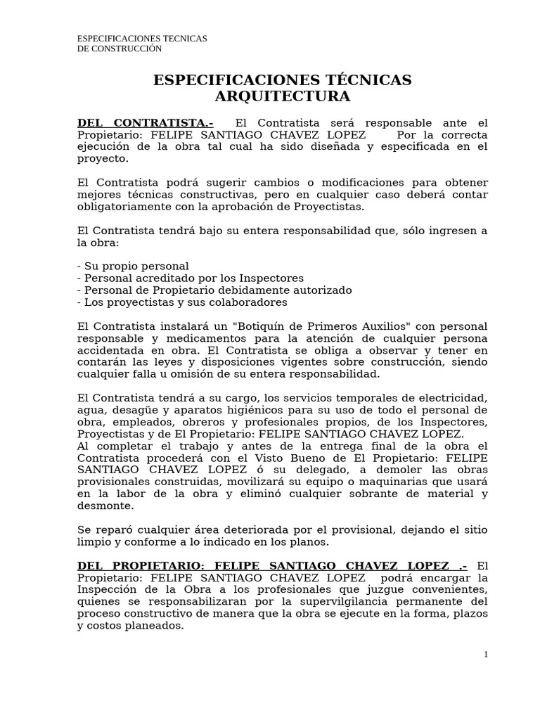 Especificaciones Técnicas de Construcción y Materiales para Una Estación de Servicios | PDF ...