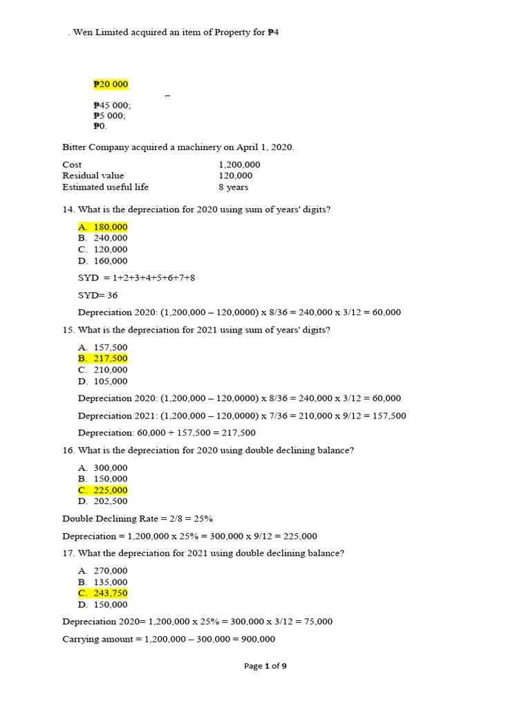 PPE-part-2-and-Depletion-Problem-solutions | PDF | Depreciation | Business