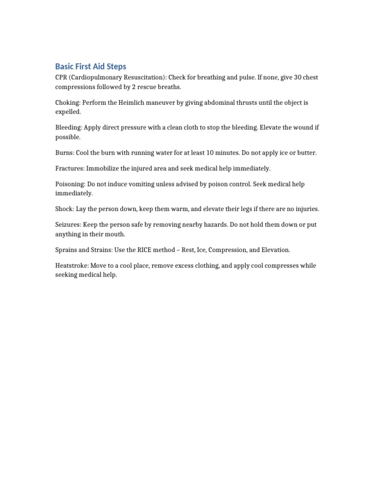 Basic First Aid Steps | PDF