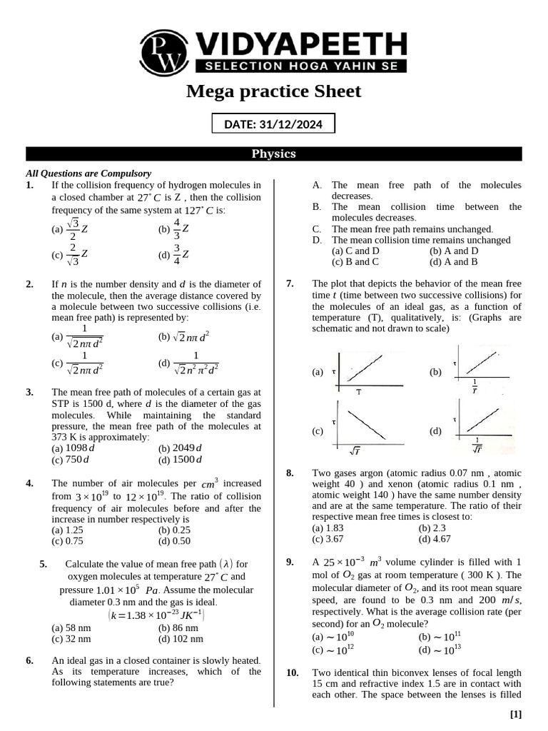Physics Ashish Sir - 31-12-24 Mega Practice Sheet Meraj | PDF | P–N Junction | Magnetism