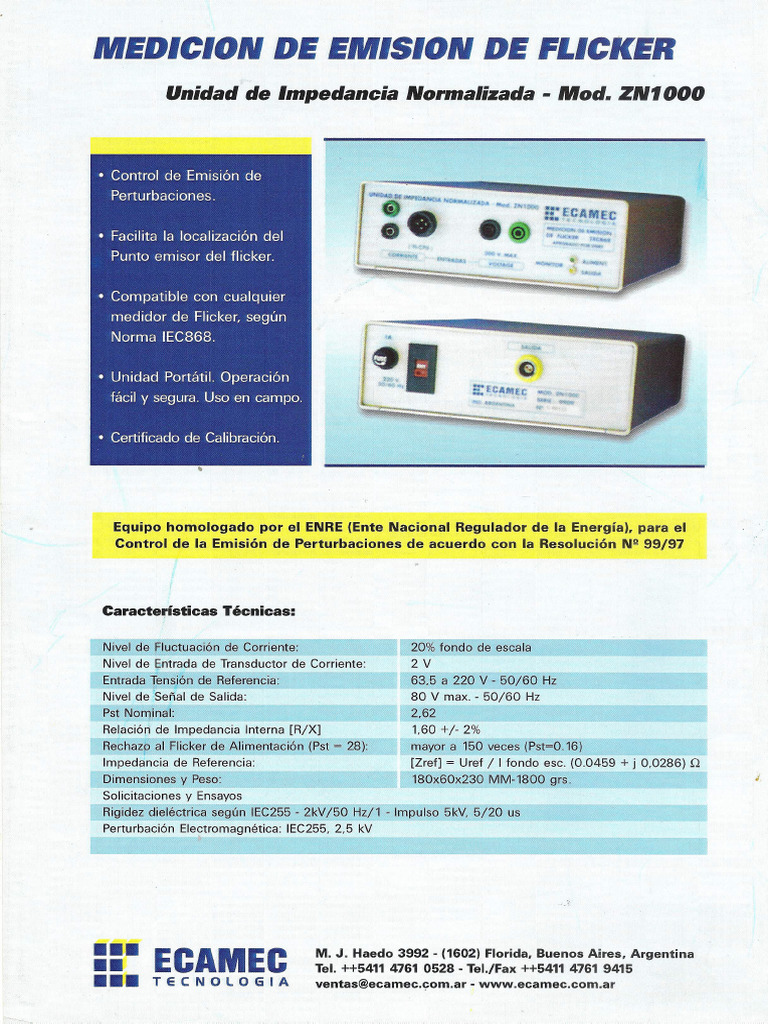 Hoja Tecnica ECAMEC ZN1000 | PDF