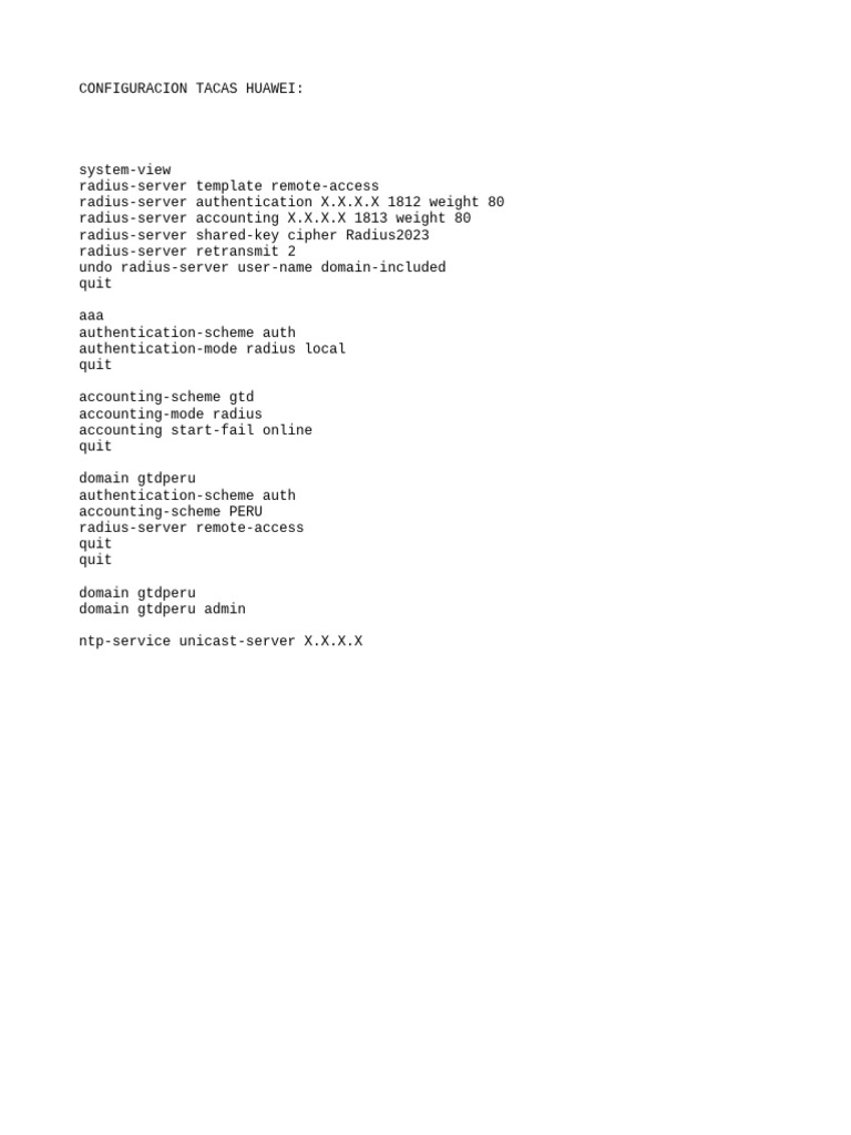 Huawei RADIUS Server Setup Guide | PDF