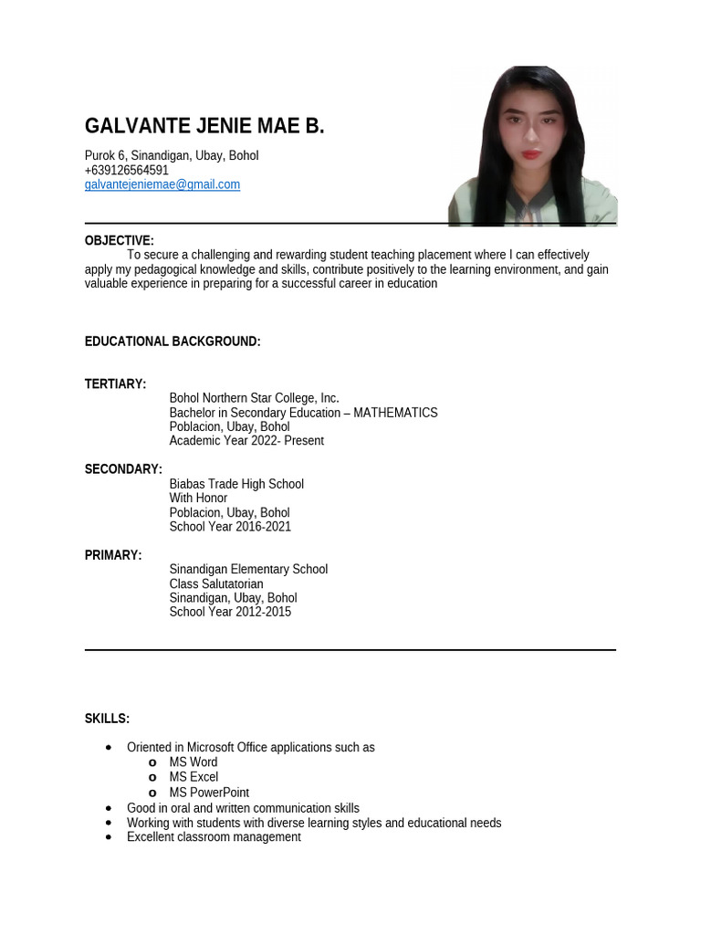 Curriculum-vitae-jenie | PDF | Learning | Knowledge