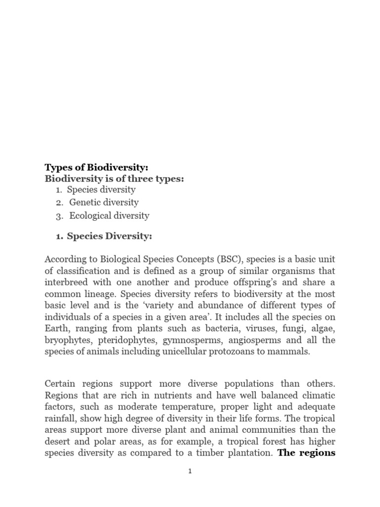 Biodiversity For Students 31032020 | PDF | Biodiversity | Ecosystem