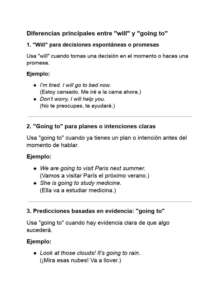 WILL VS GOING TO | PDF