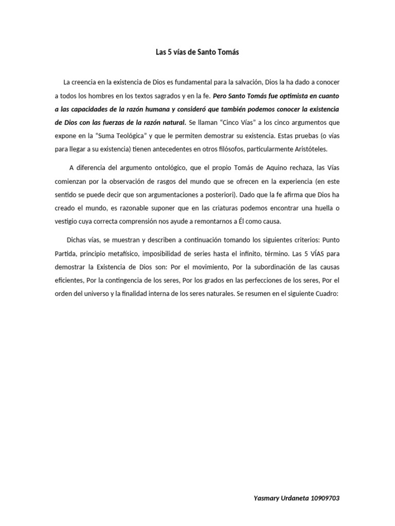 Las 5 vías de Santo Tomás | PDF | Tomás de Aquino | Existencia