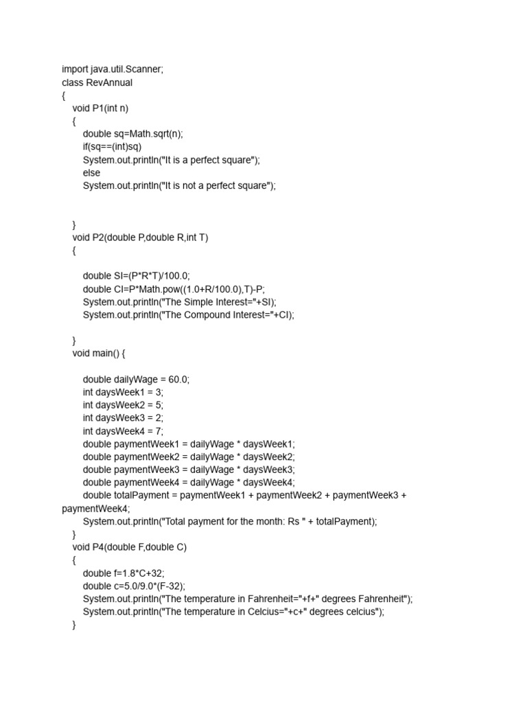 Java Program for Mathematical Operations | PDF