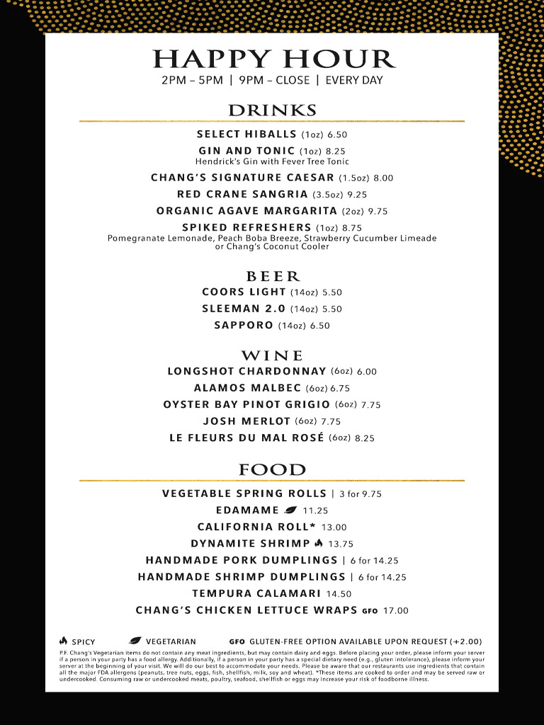 PF Changs Happy Hour Menu June 2024 Digital | PDF