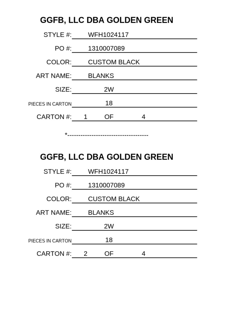 Custom Black Carton Details | PDF