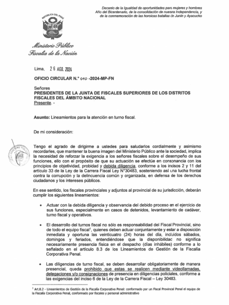 OFICIO CIRCULAR N 010-2024-MP-FN_240826_171136 | PDF OFICIO CIRCULAR N 010-2024-MP-FN_240826_171136 | PDF