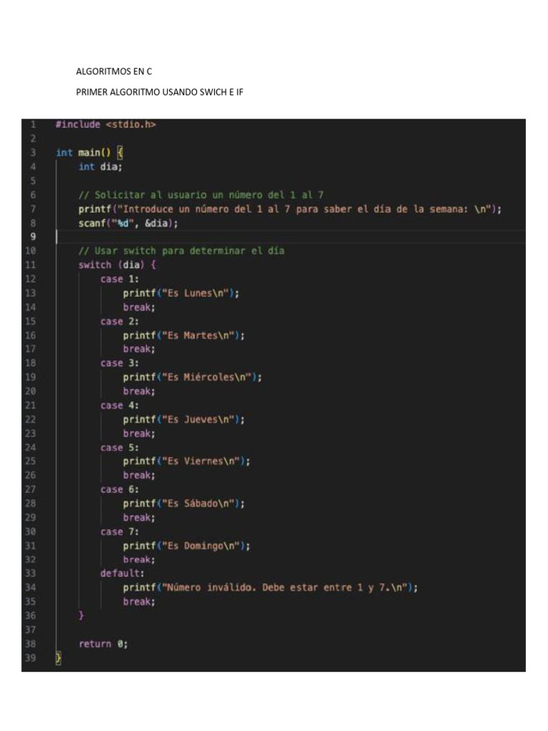 Algoritmos en C | PDF