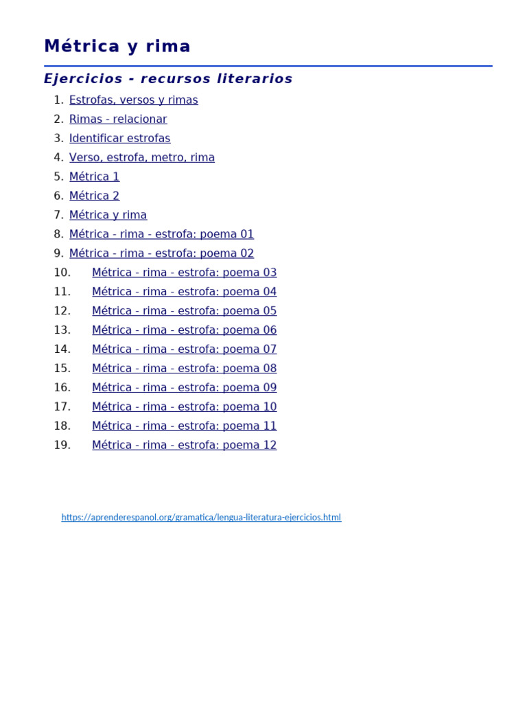 Métrica y Rima | PDF