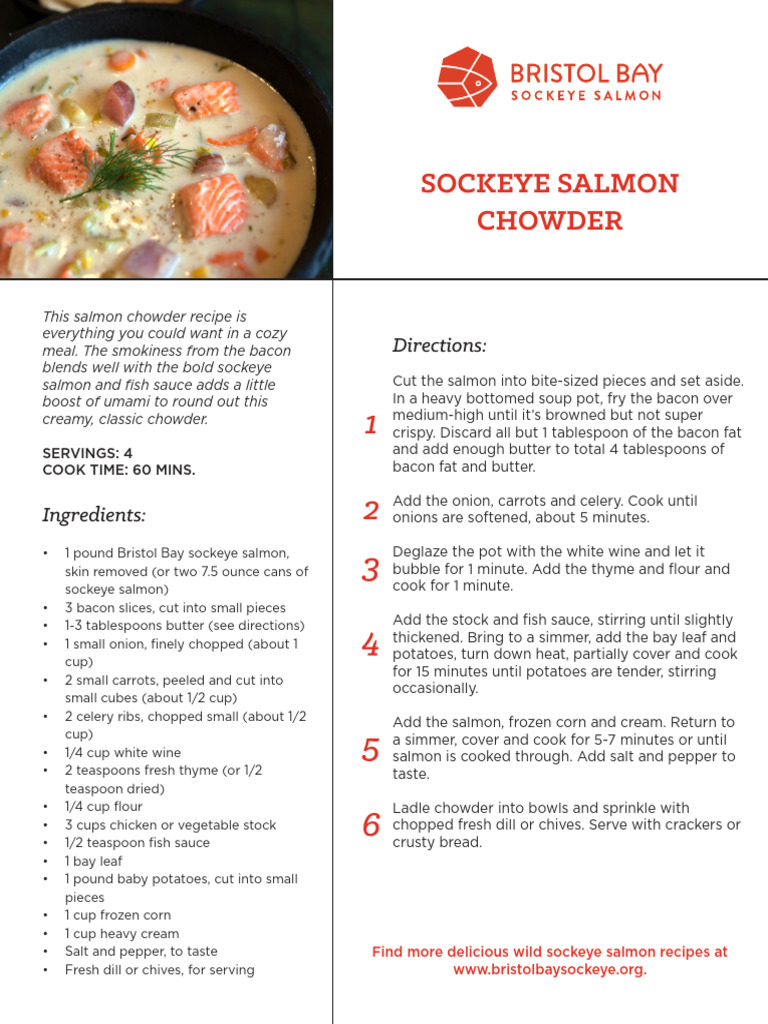 Sockeye Salmon Chowder - PRINT | PDF | Foods | Cuisine