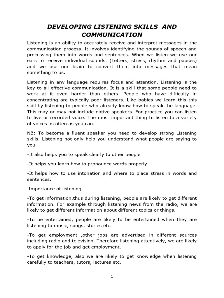 Effective Listening Skills Guide | PDF | Attention | Communication