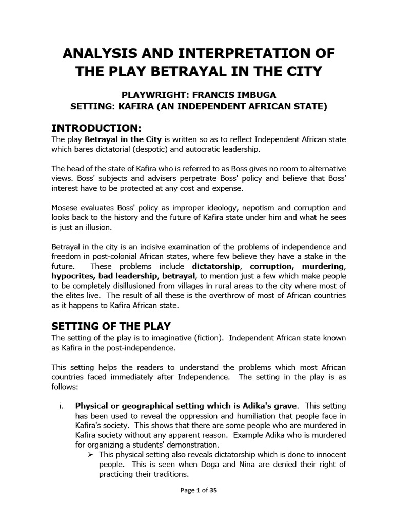 Analysis of Betrayal in the City | PDF | Political Corruption | Corruption