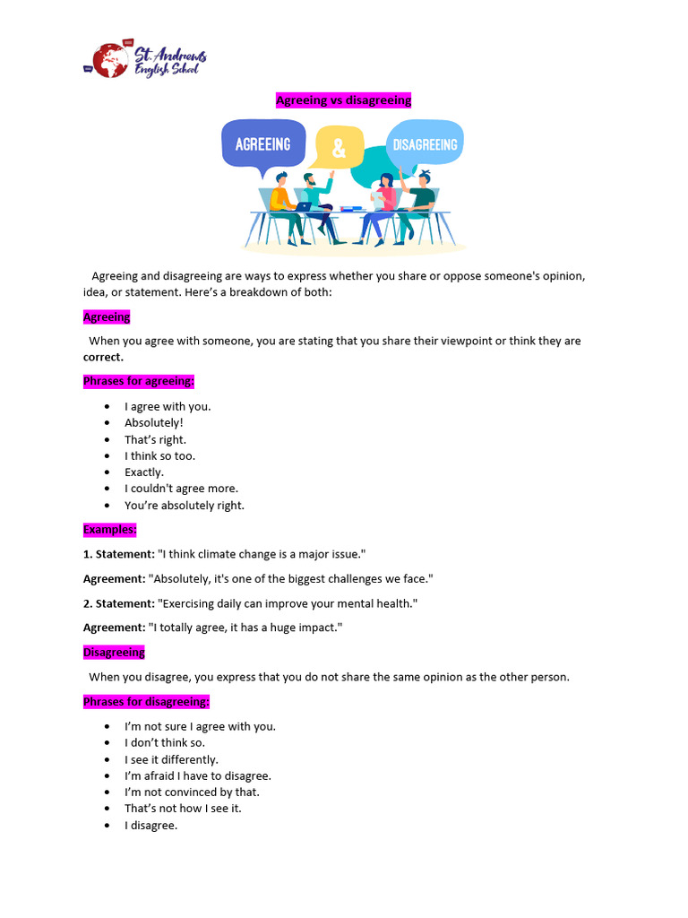 Agreeing and Disagreeing Techniques | PDF | Learning | Educational ...