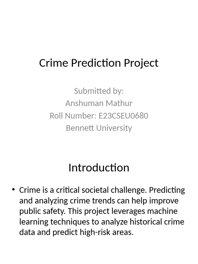 Crime Prediction Detailed Presentation | PDF | Time Series | Predictive ...