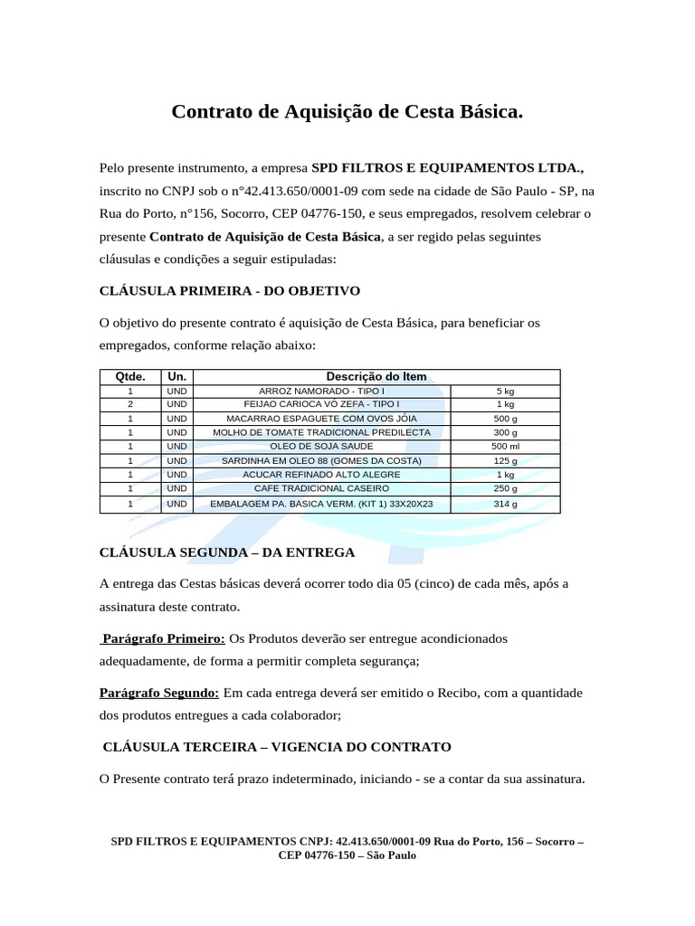 Contrato Cesta Basica | PDF