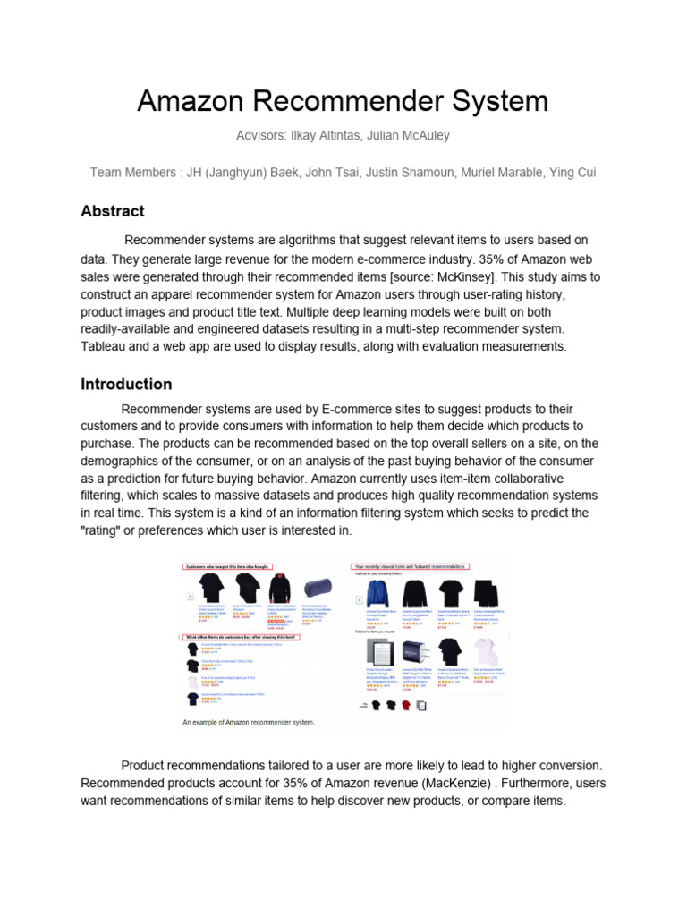 Amazon Recommender System | PDF | Deep Learning | Computing Amazon Recommender System | PDF | Deep Learning | Computing