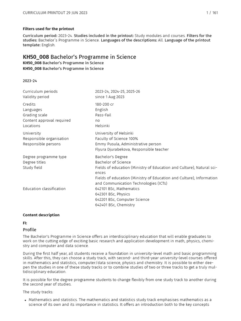 BSC Curriculum 2023-2026 - 0 | PDF | Chemistry | Physics