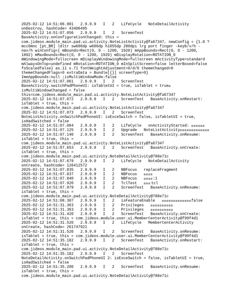 Android Activity Lifecycle Logs | PDF