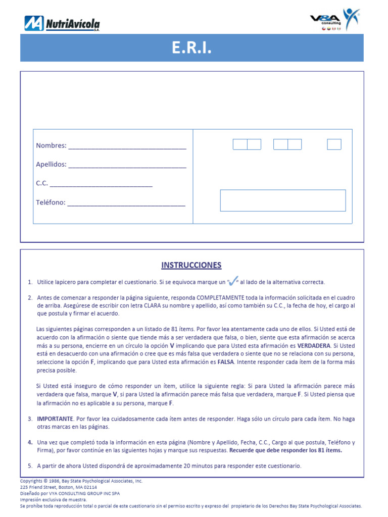 Cuestionario ERI MODIFICADO | PDF