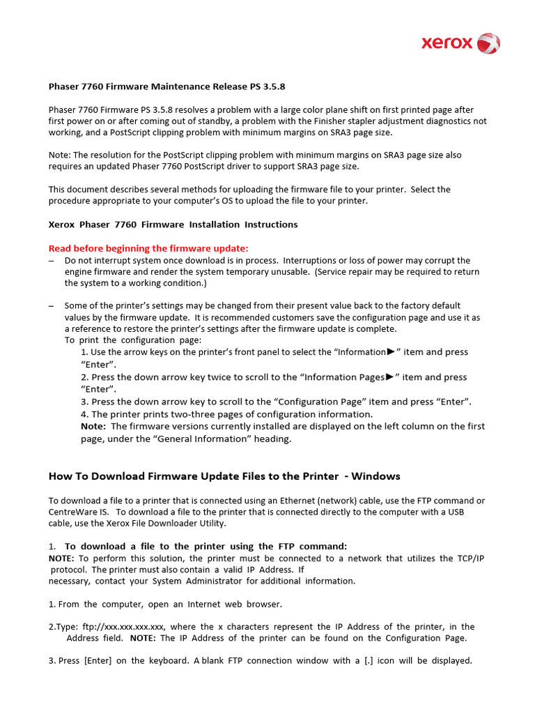 7760 FW 3.5.8 Release Notes and Instructions | PDF | File Transfer ...