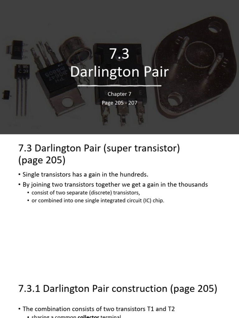 Darlington Pair Transistor Applications | PDF | Amplifier | Transistor