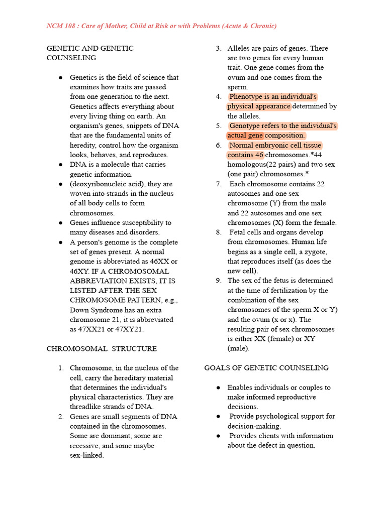 Genetic-Counseling | PDF | Dominance (Genetics) | Zygosity