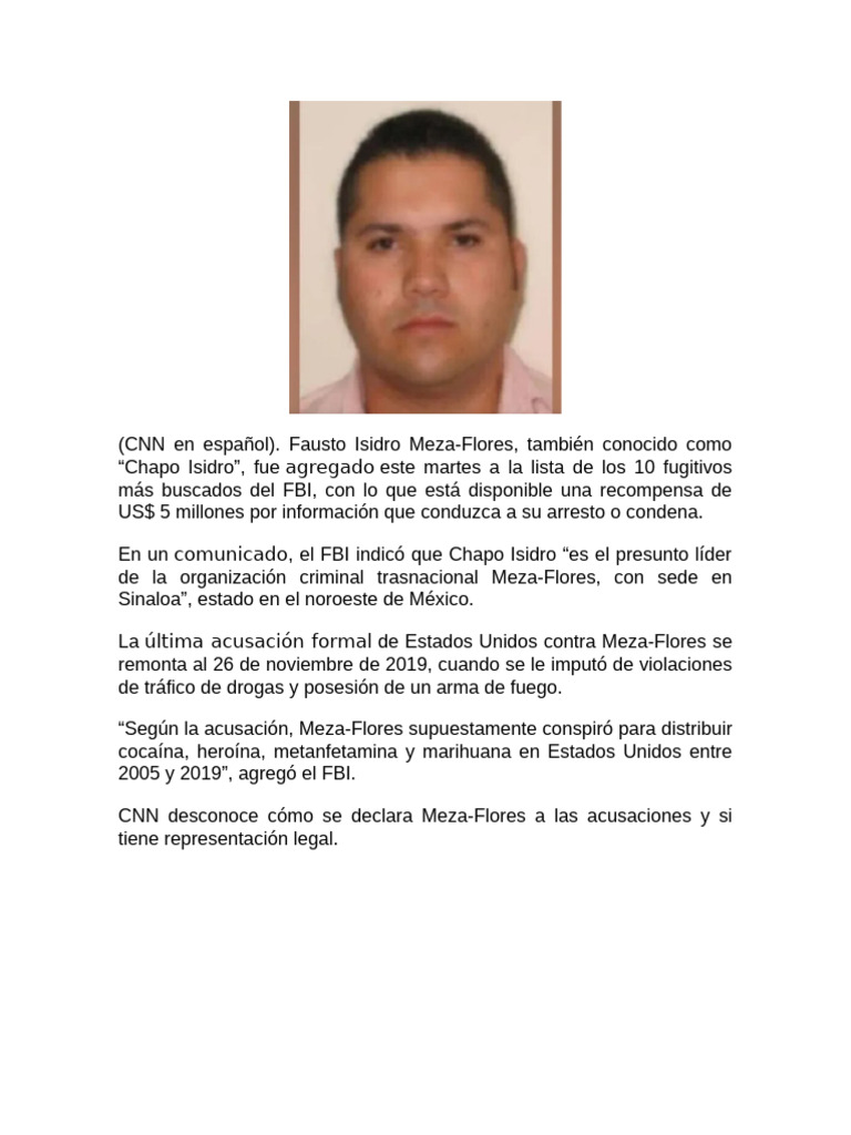 Fausto Isidro Meza-Flores en lista FBI | PDF