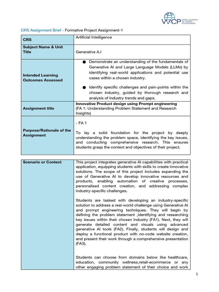 FA_1_CRS _Y1_Generative A.I Formative_Project part 1 | PDF | Artificial Intelligence ...