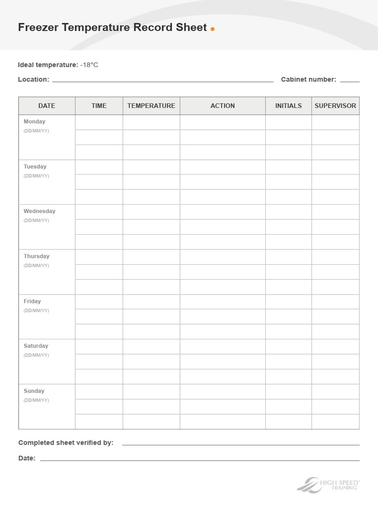 Temperature Freezer Template | PDF