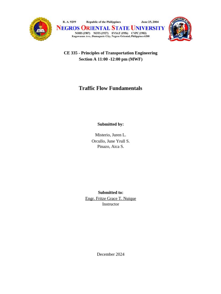 Group 7 Traffic Flow Fundamentals | PDF | Traffic | Speed