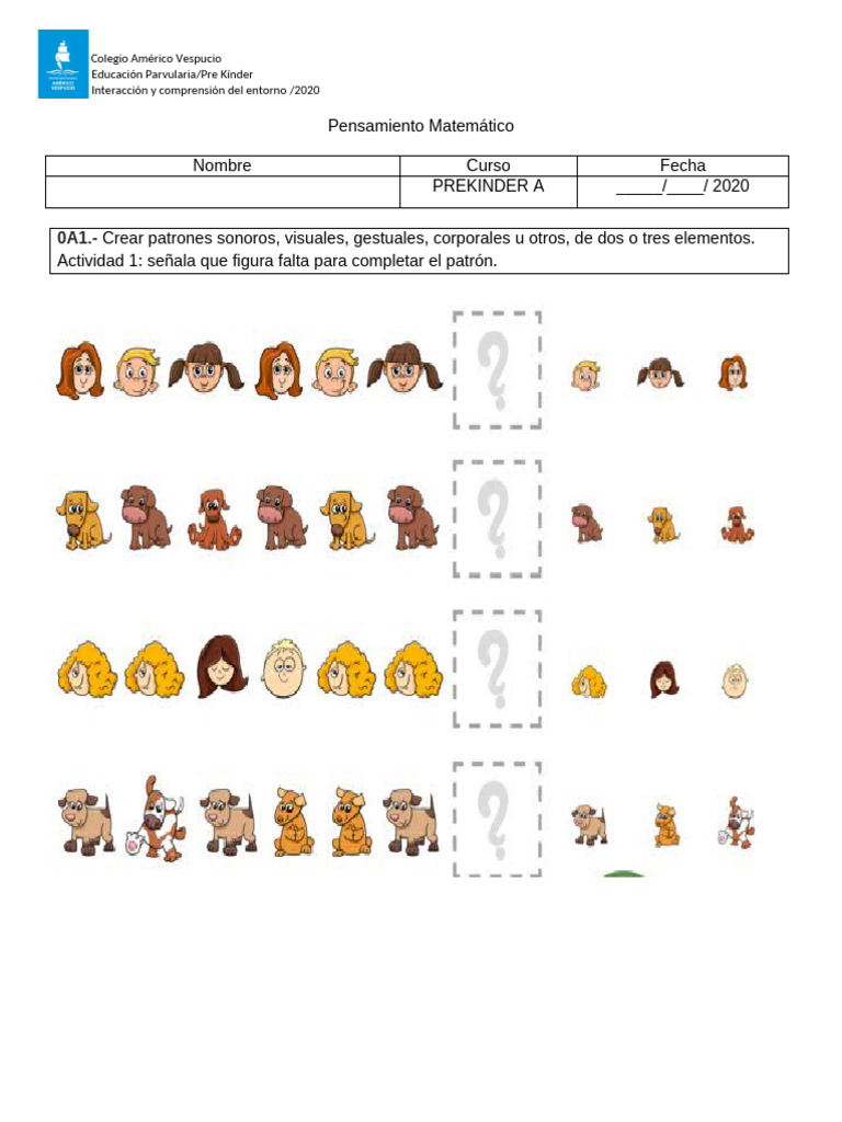 Patrones para Pre Kínder | PDF