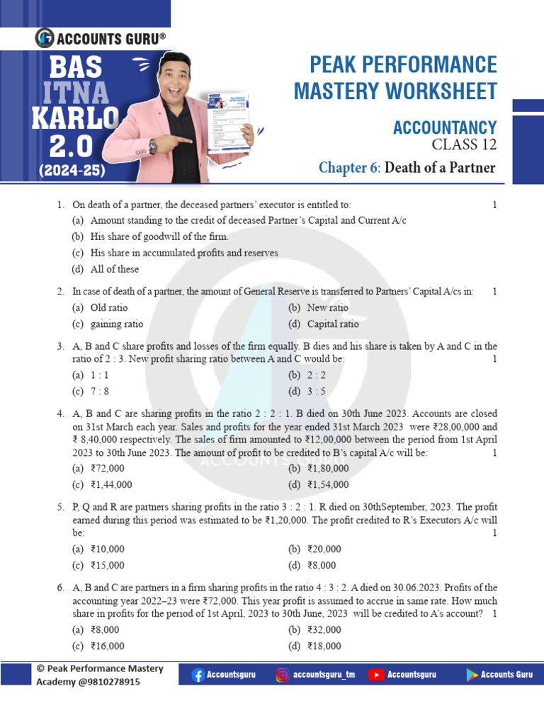 Death of A Partner - Chapter - 6 | PDF | Goodwill (Accounting) | Interest