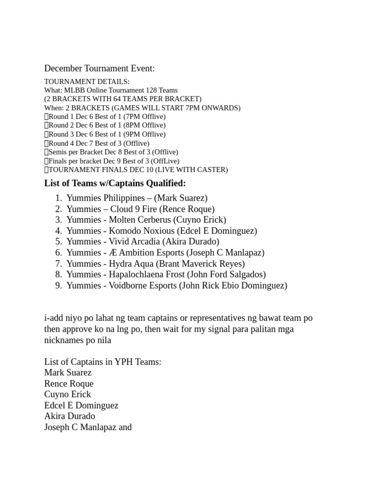 December Tournament Event | PDF