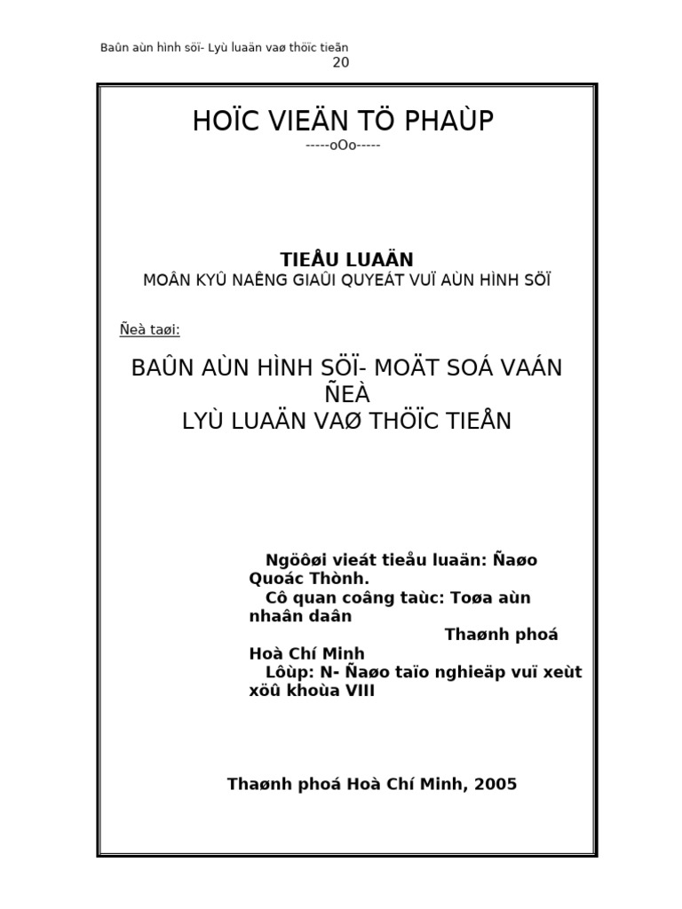 TIEU LUAN BAN AN HINH SU Thinh | PDF