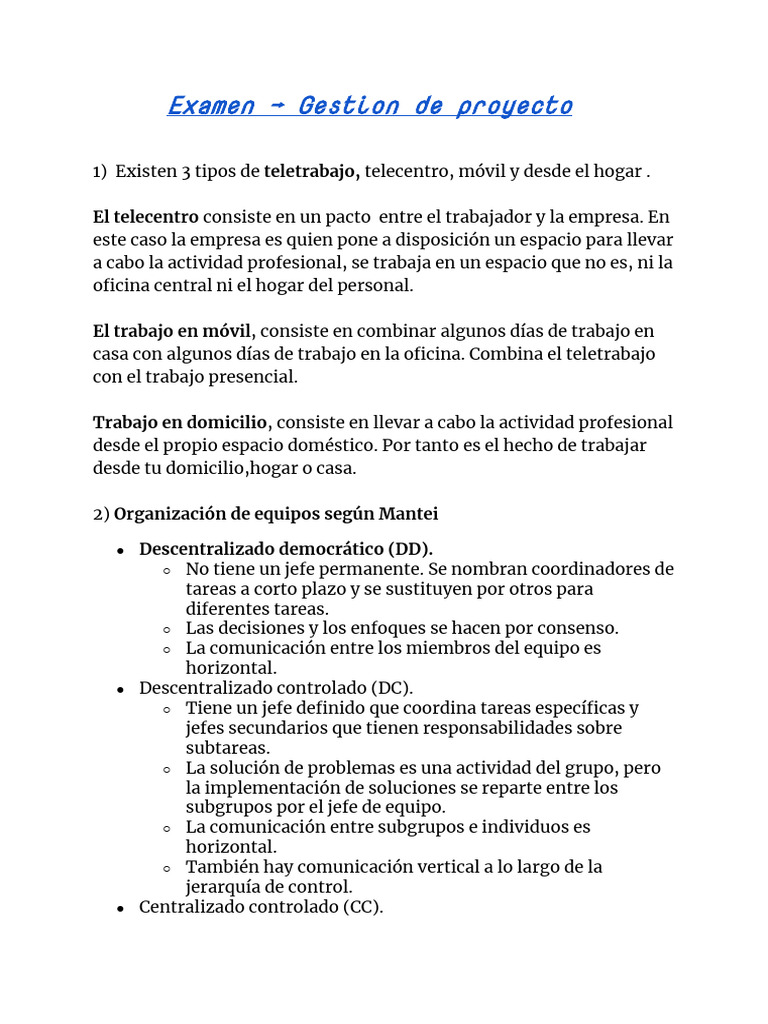 Examen 2 de Gestion de Proyecto Lucas Ifran y Jenifer Castro | PDF ...
