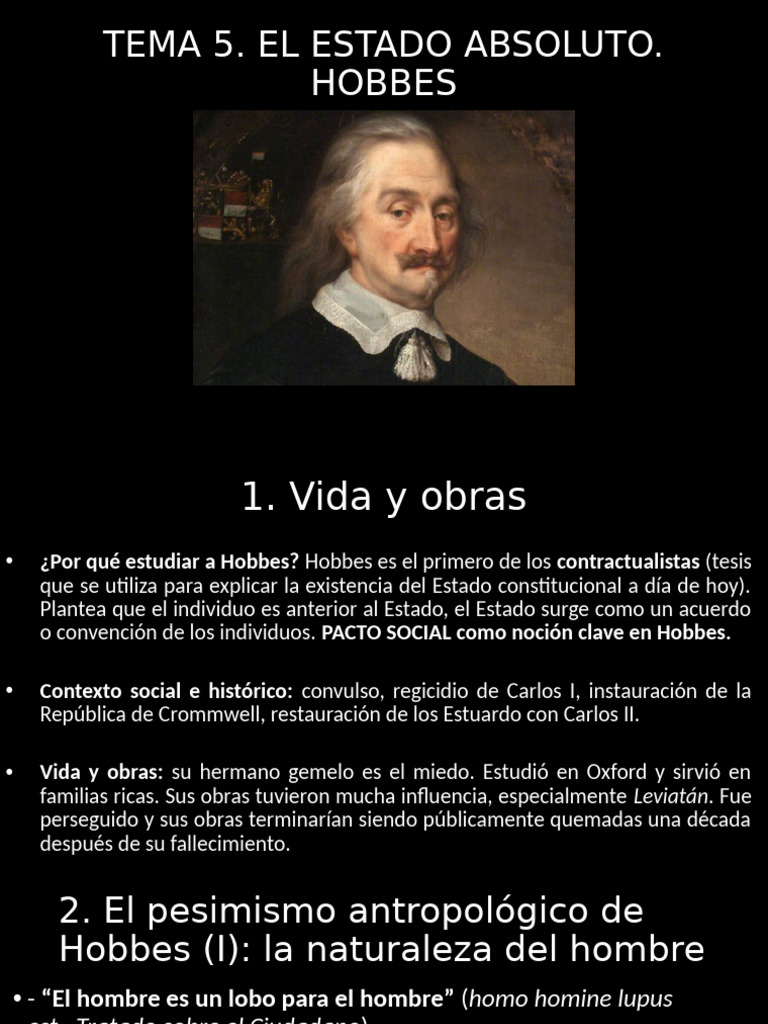 Tema 5. Hobbes | PDF | Contrato social | Thomas Hobbes