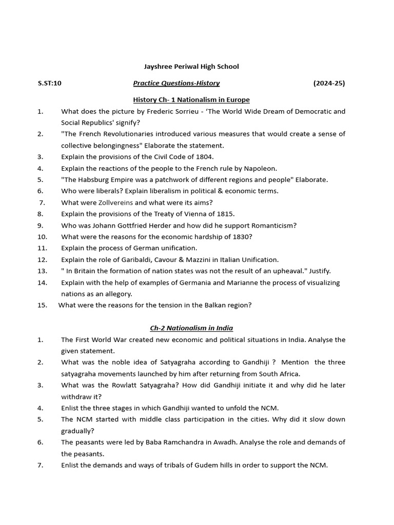 Revision Questions - History | PDF | Mahatma Gandhi