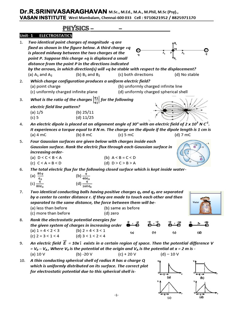 12th Physics Book Back 1 Mark Questions With Answer Key English Medium ...