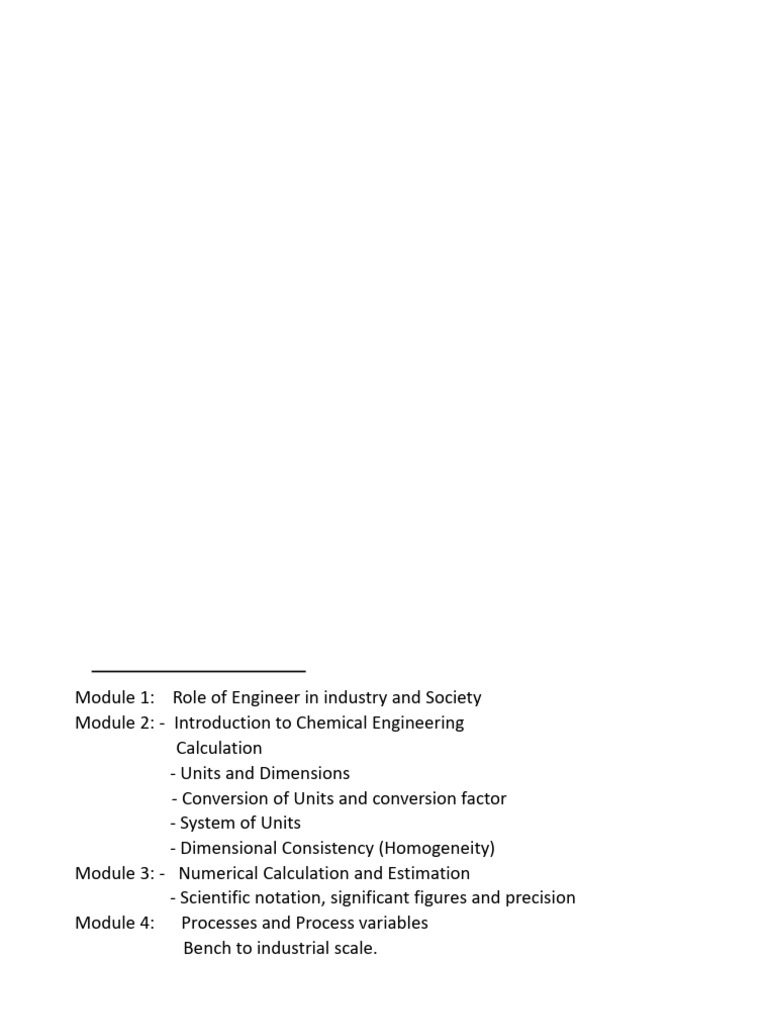 Introduction To Chemical Engineering (Course Note) | PDF | Foot (Unit ...